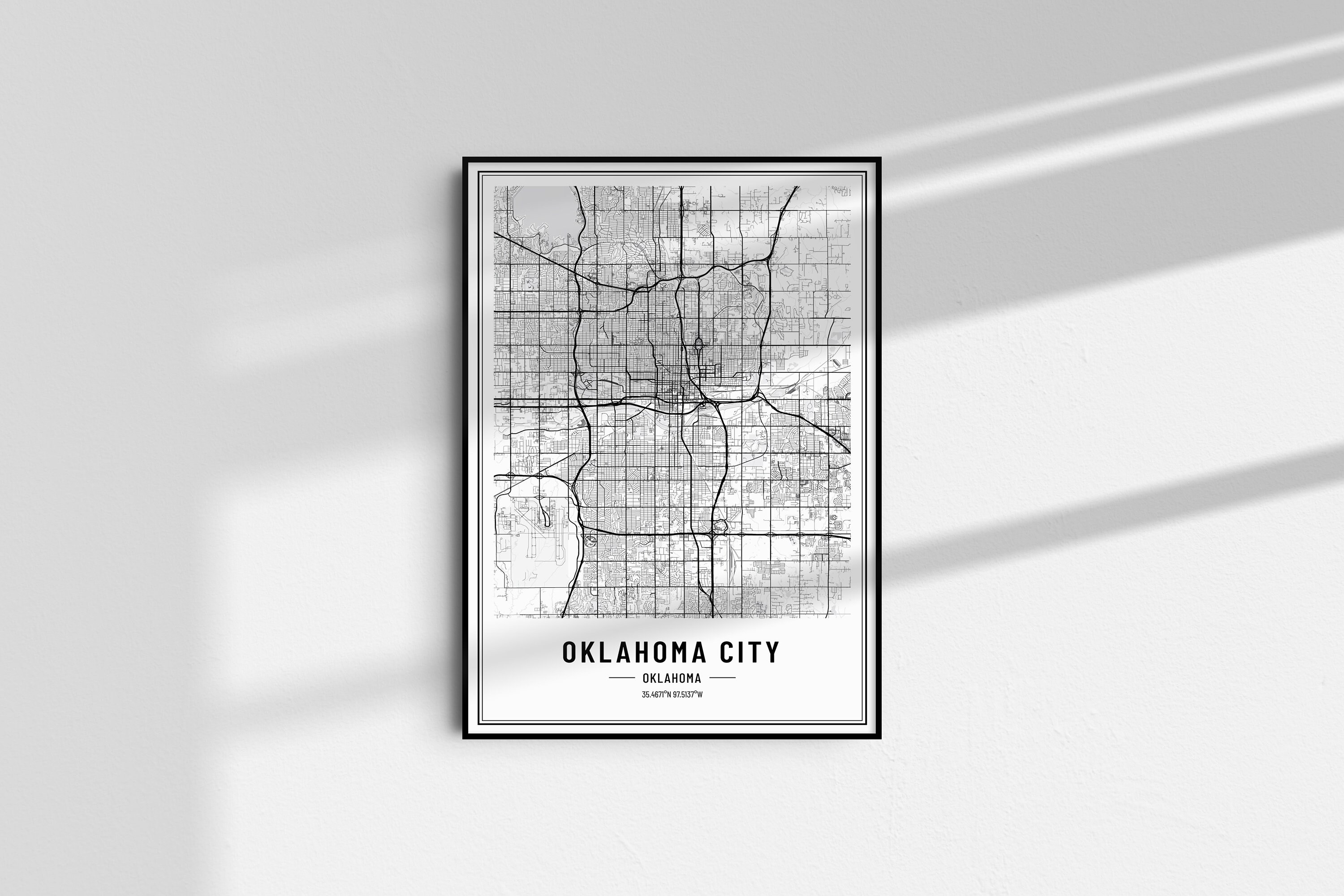 Oklahoma City Map Digital Print, Oklahoma City Map Poster, Oklahoma ...
