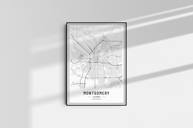 Montgomery Alabama Map Digital Print, Montgomery Alabama Map Poster ...