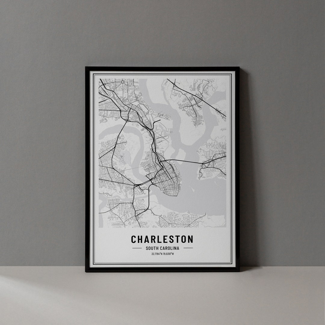 Charleston South Carolina Map Digital Print, Charleston Map Poster ...
