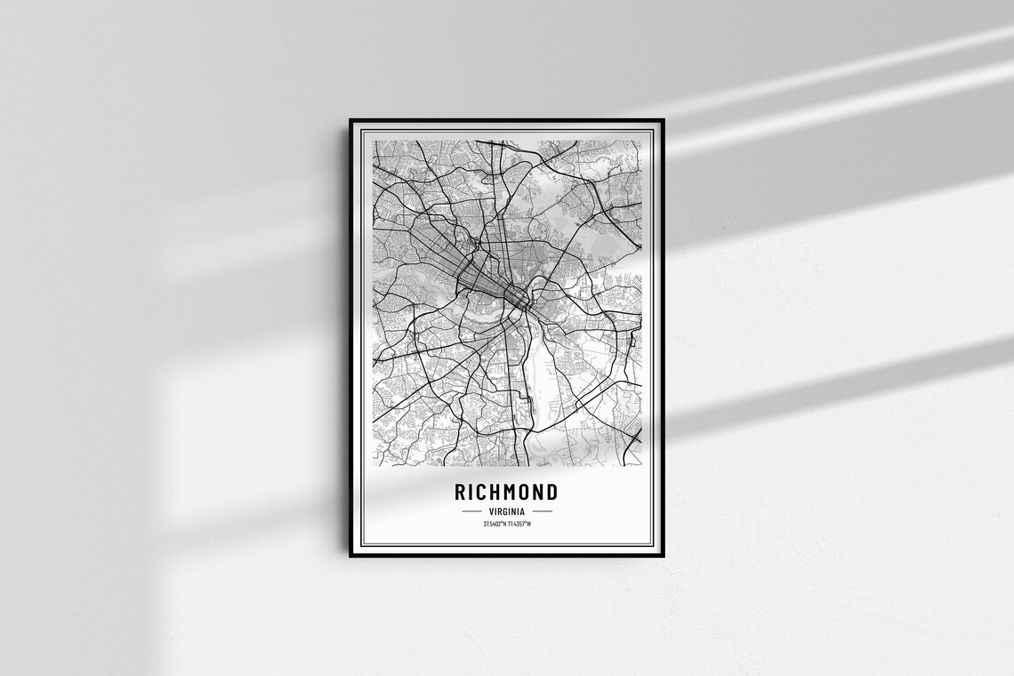 Richmond Virginia Map Digital Print, Richmond Map Poster, Richmond ...