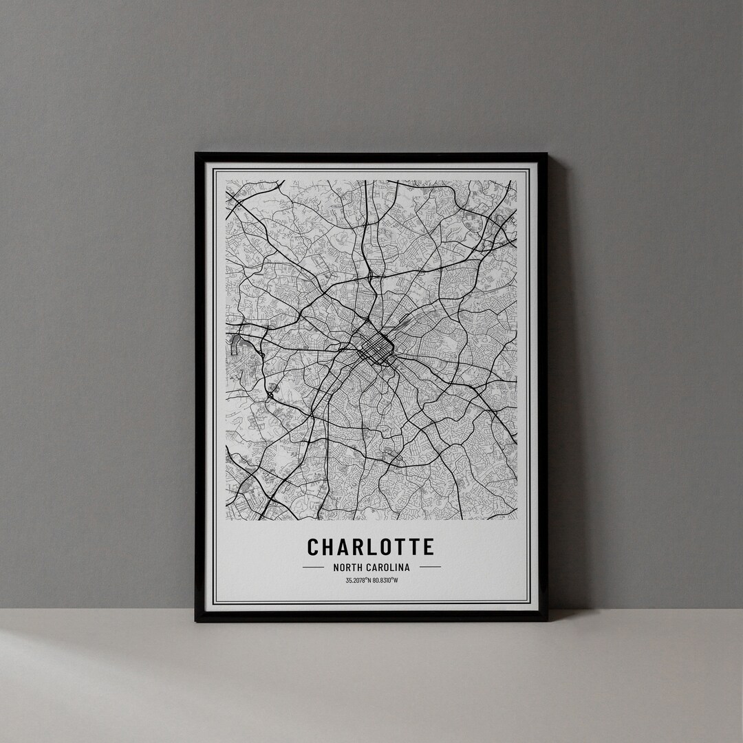 Charlotte North Carolina Map Digital Print, Charlotte Map Poster ...