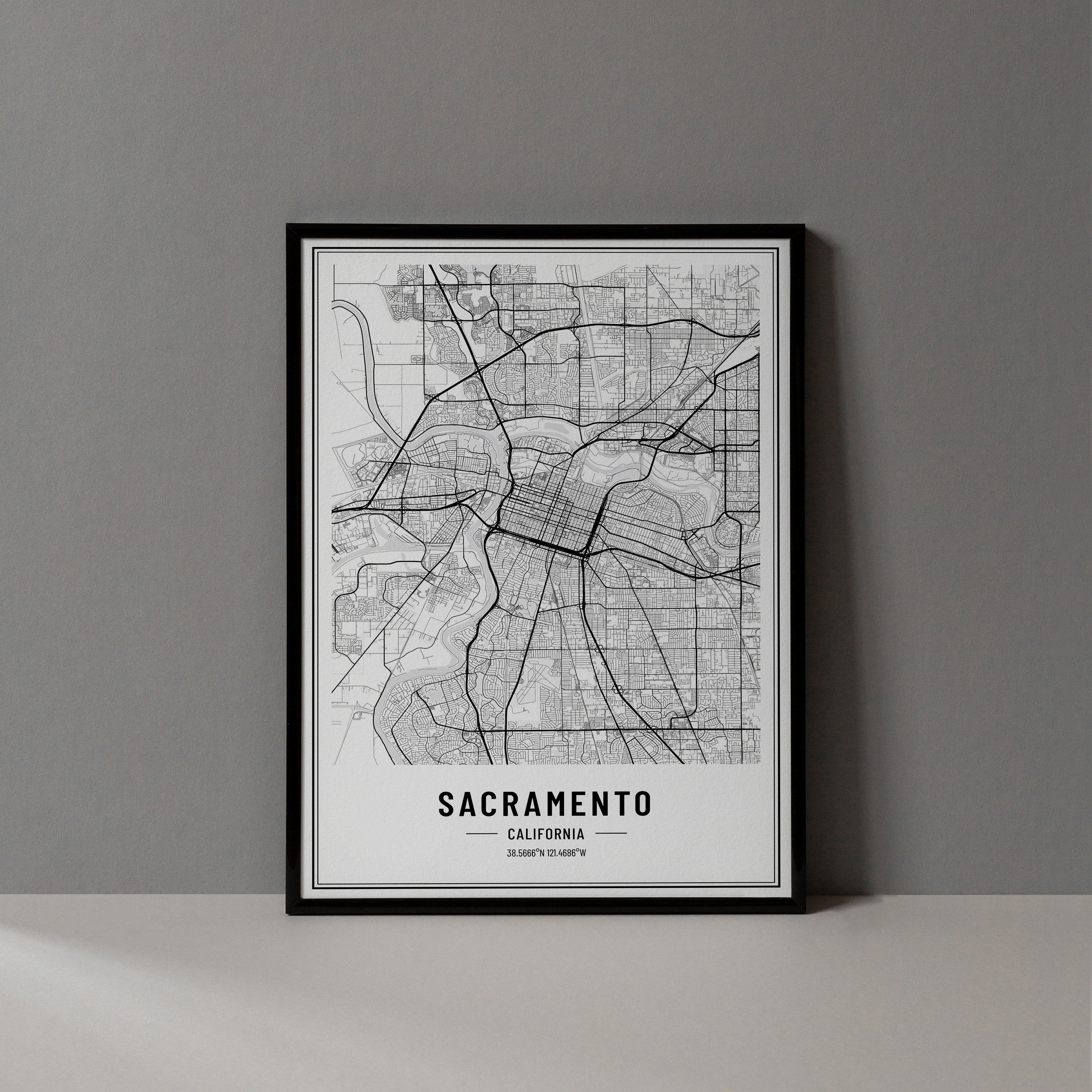 Sacramento CA Map Digital Print, Sacramento Map Poster, Sacramento ...