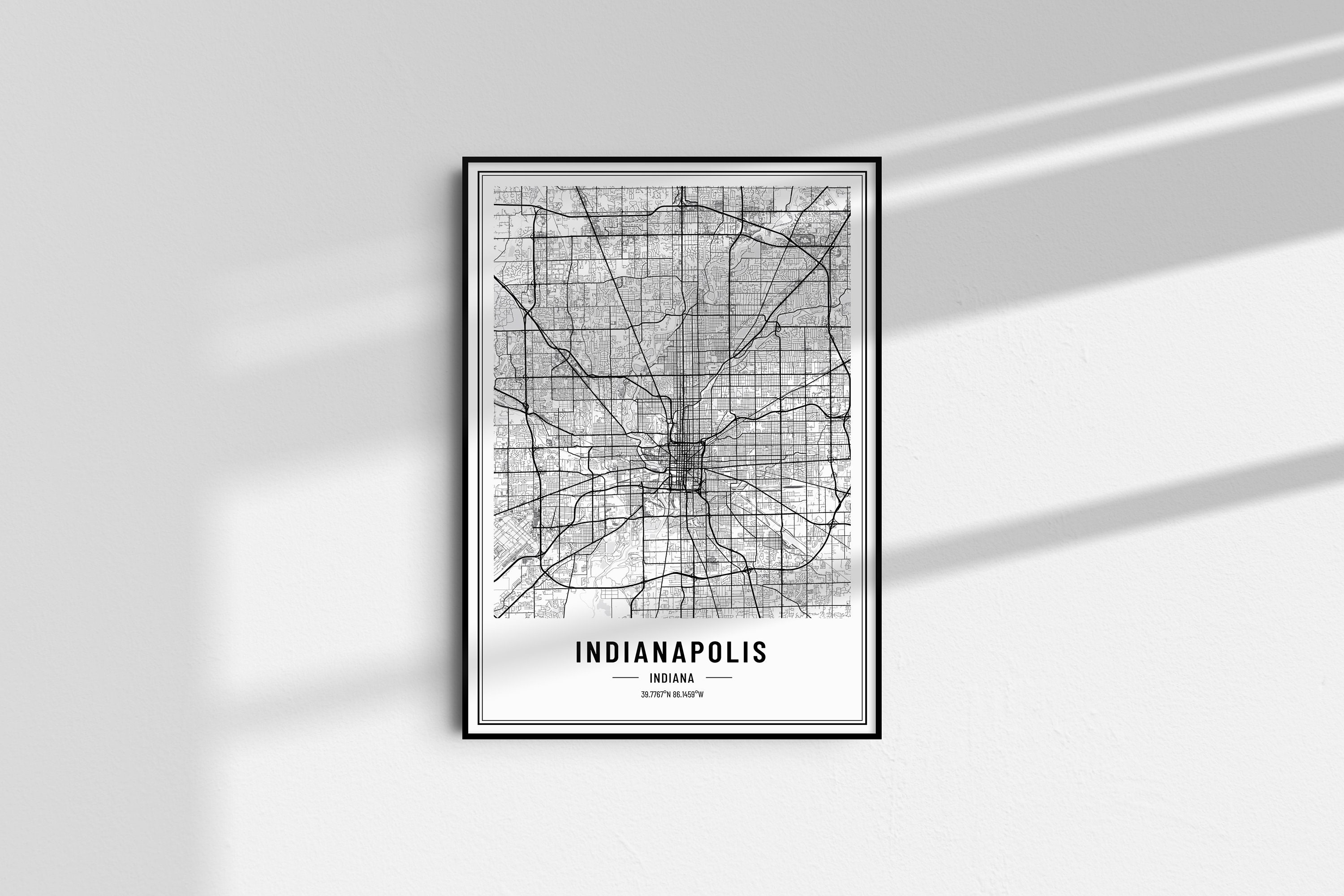 Indianapolis Indiana Map Digital Print, Indianapolis IN Map Poster ...