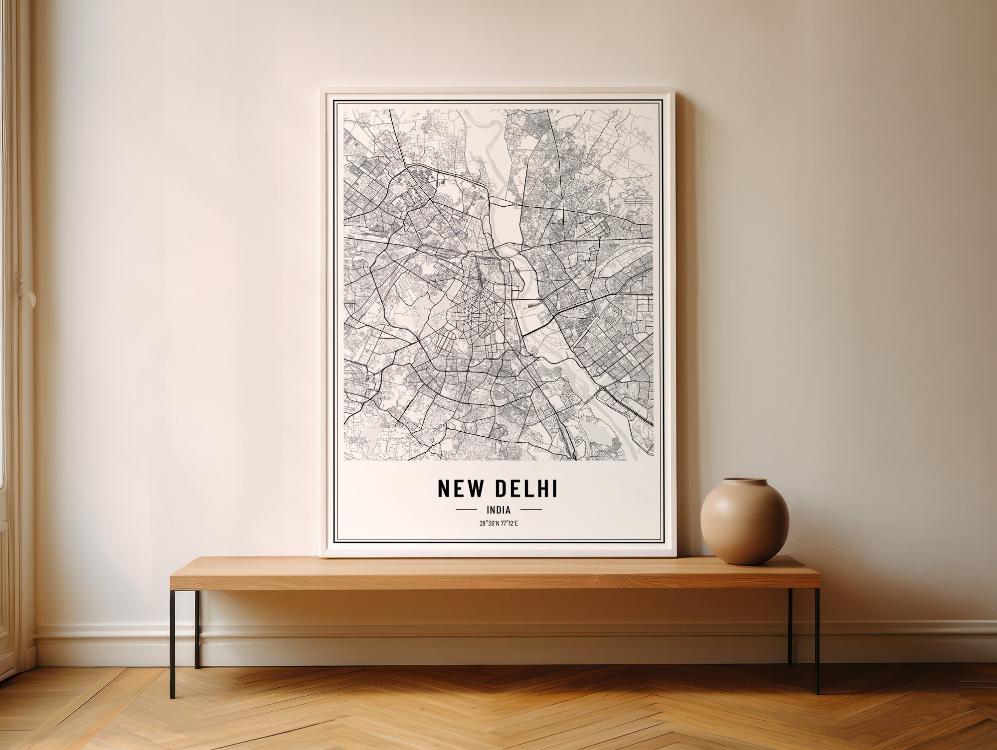 New Dehli India Map Digital Print, New Dehli India Map Poster, New ...
