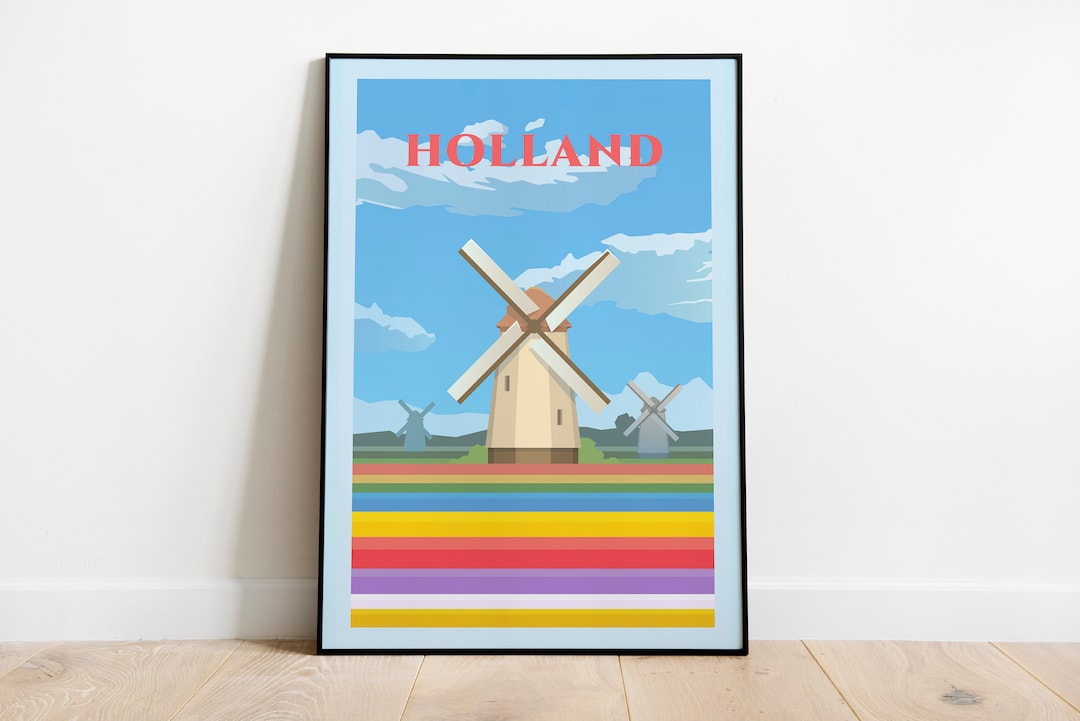 Holland Travel Poster, Holland Gallery Wall Art, Holland Office Wall ...