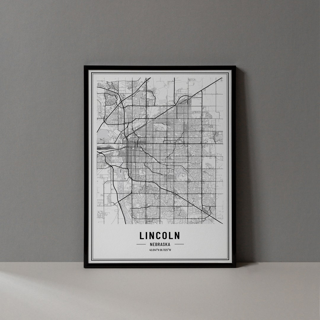 Lincoln Nebraska Map Digital Print,lincoln Nebraska Map Poster, Lincoln ...