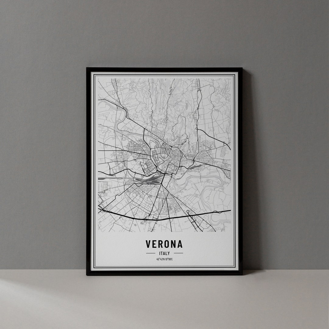 Verona Italy Map Digital Print, Verona Italy Map Poster, Verona Map ...
