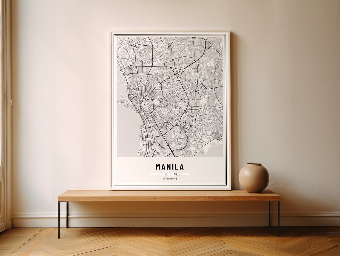 Manila Philippines Map Digital Print, Manila Philippines Map Poster ...