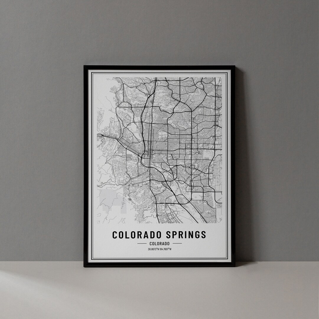 Colorado Springs Map Digital Print, Colorado Springs Map Poster ...