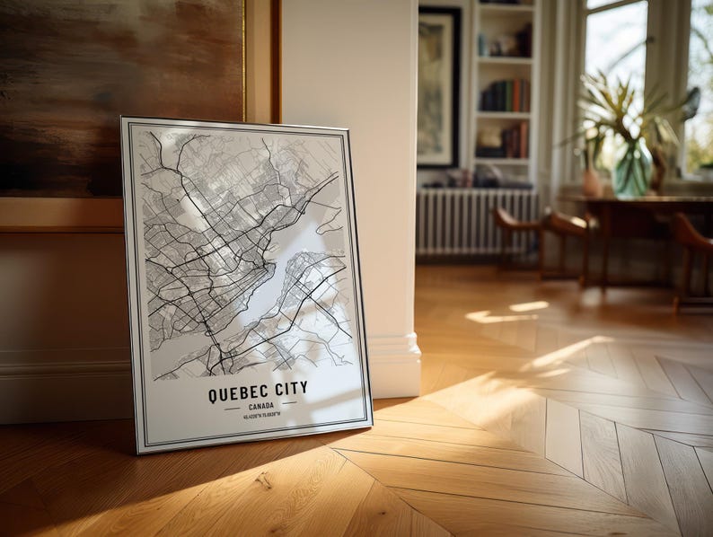 Quebec City Canada Map Digital Print, Quebec City Canada Map Poster ...