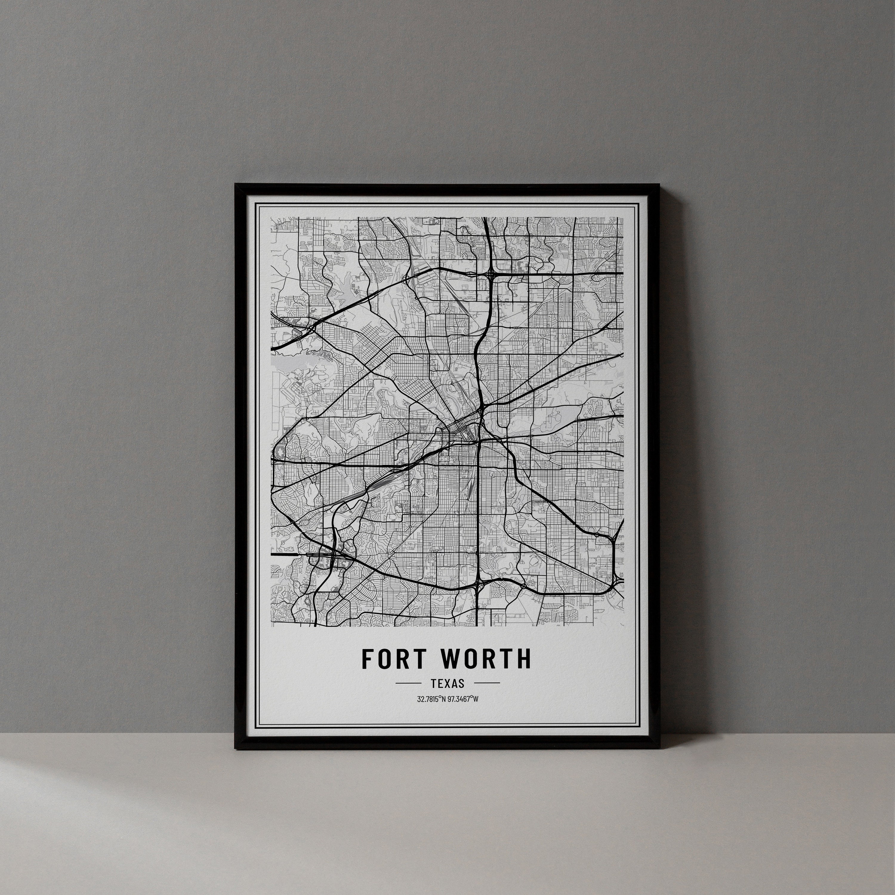 Fort Worth Texas Map Digital Print, Fort Worth Map Poster, Fort Worth ...