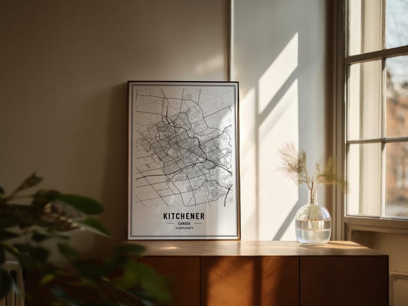 Kitchener Canada Map Digital Print, Kitchener Map Poster, Kitchener ...