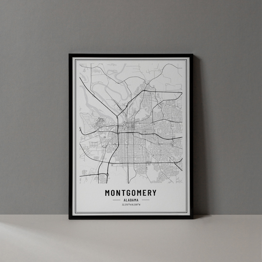 Montgomery Alabama Map Digital Print, Montgomery Alabama Map Poster ...