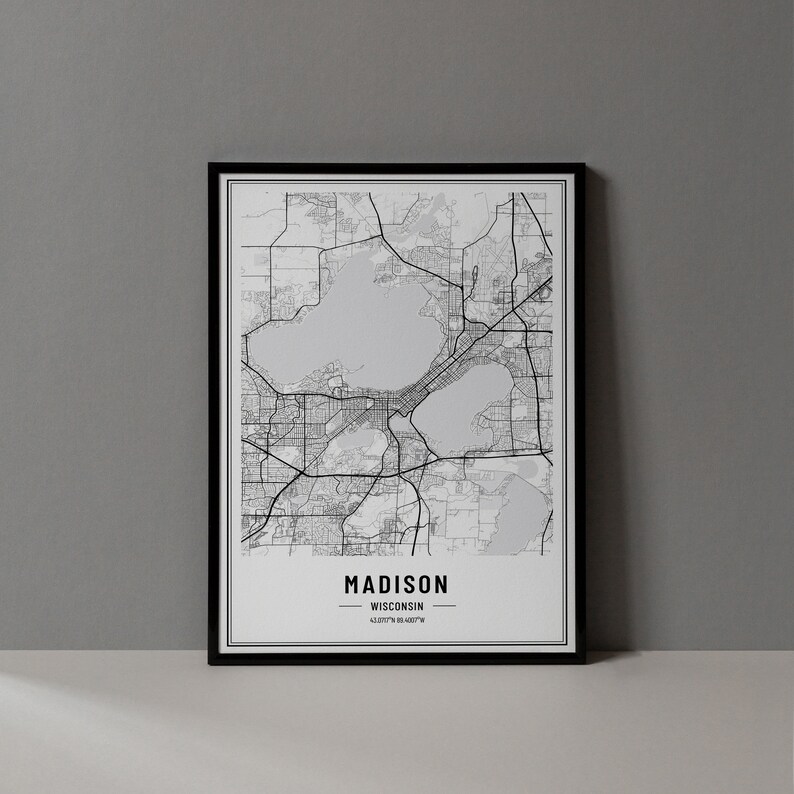 Madison Wisconsin Map Digital Print, Madison WI Map Poster, Madison ...