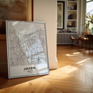 Jakarta Indonesia Map Digital Print, Jakarta Indonesia Map Poster ...