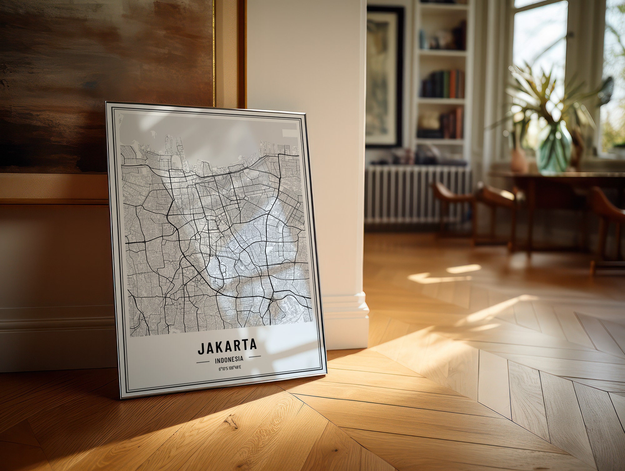 Jakarta Indonesia Map Digital Print, Jakarta Indonesia Map Poster ...