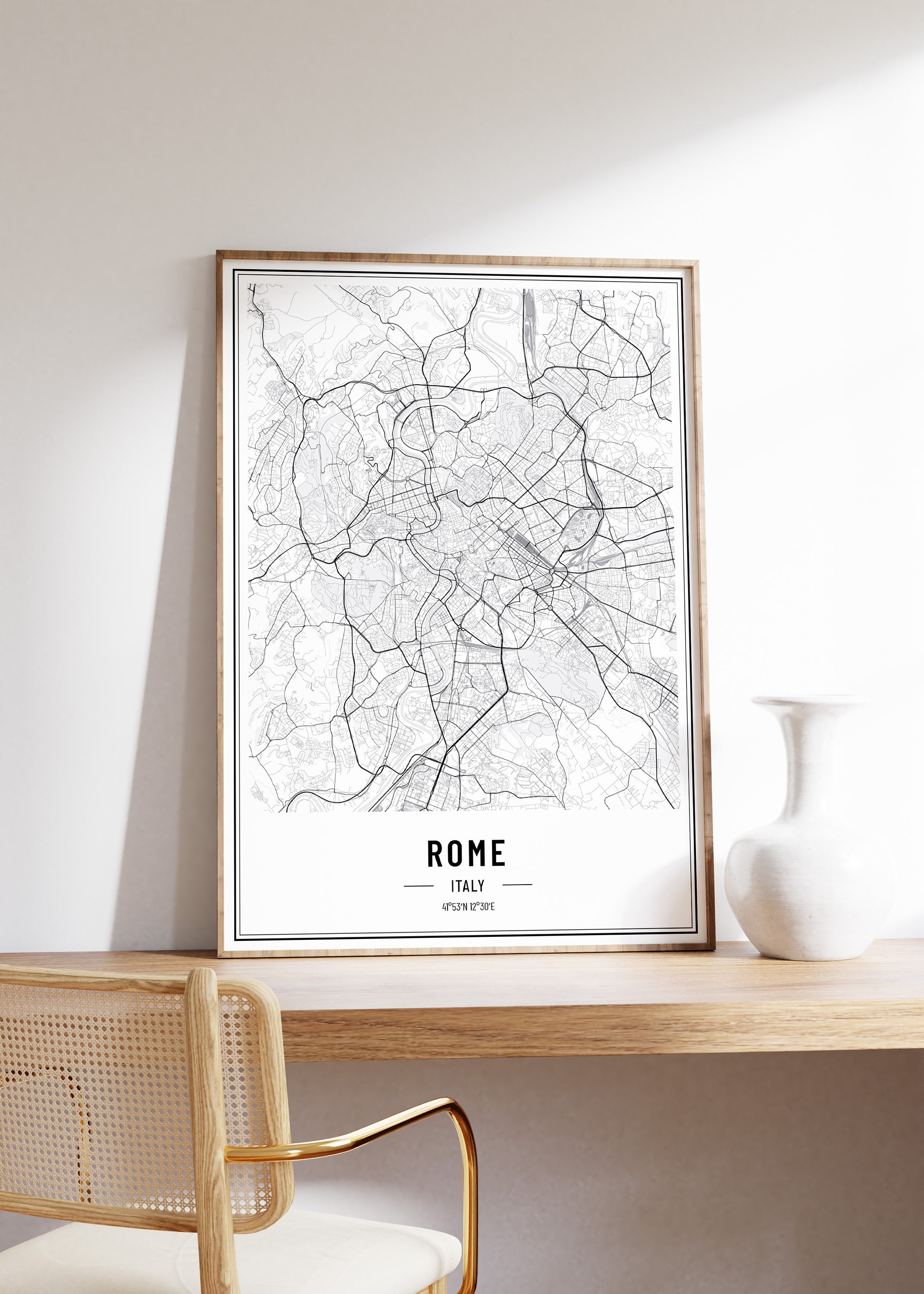 Rome Italy Map Digital Print, Rome Map Poster, Rome Map Wall Art, Rome ...