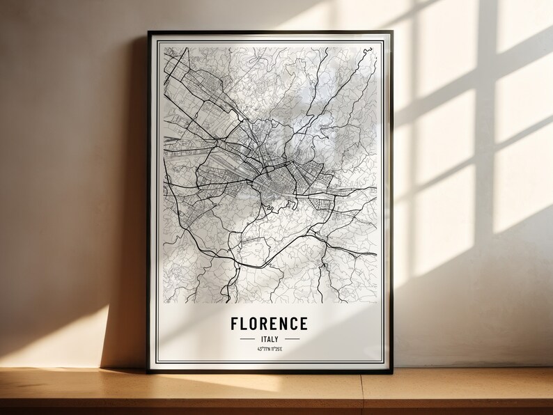 Florence Italy Map Digital Print, Florence Italy Map Poster, Florence ...