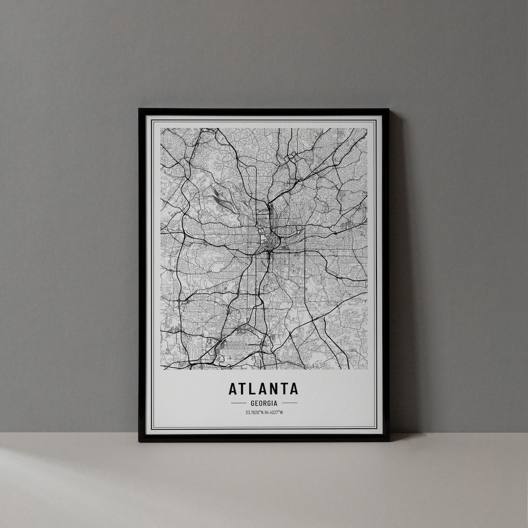 Atlanta Georgia Map Digital Print, Atlanta Georgia Map Poster, Atlanta ...