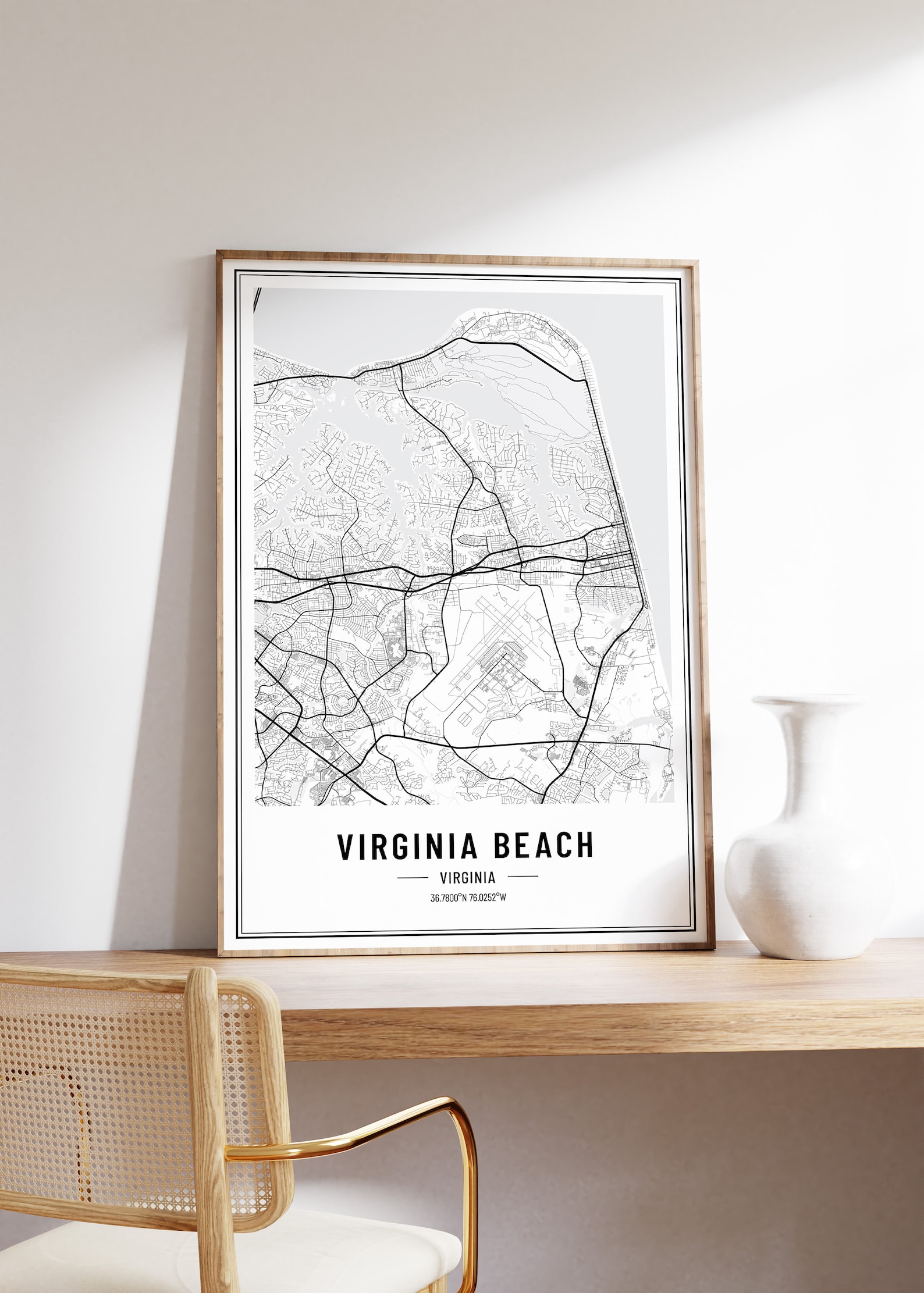 Virginia Beach Map Digital Print, Virginia Beach VA Map Poster ...