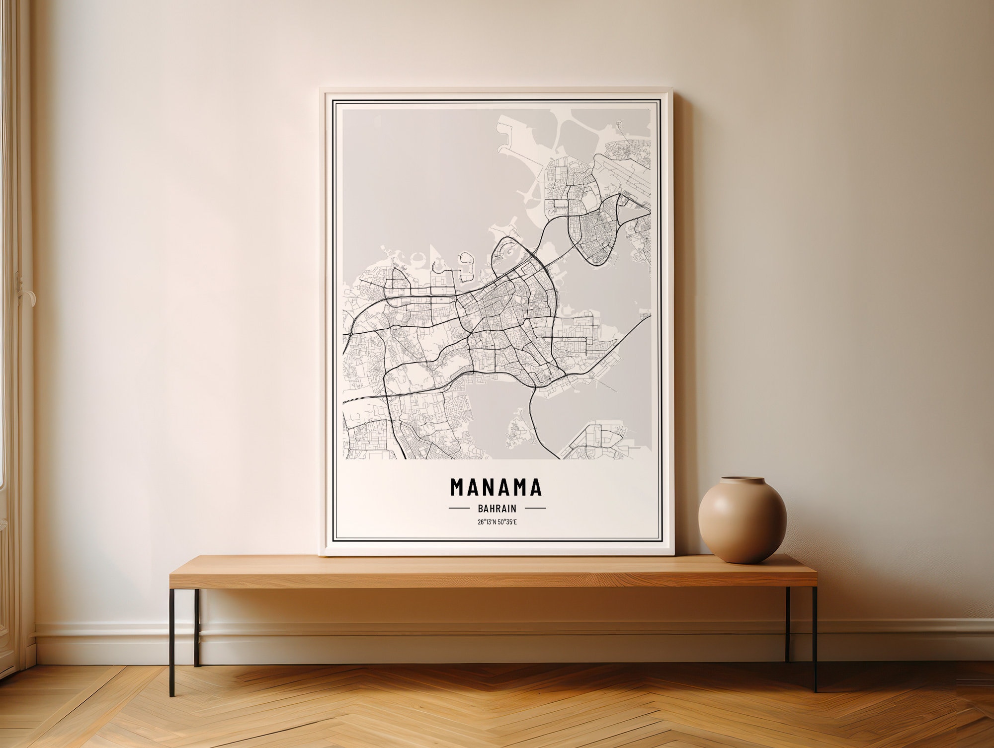 Manama Bahrain Map Digital Print, Manama Bahrain Map Poster, Manama ...