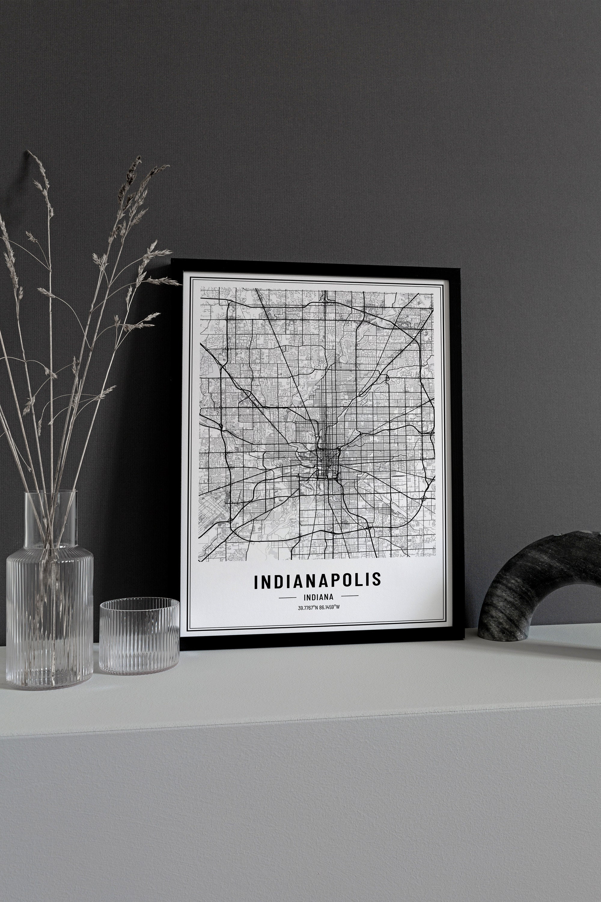 Indianapolis Indiana Map Digital Print, Indianapolis IN Map Poster ...