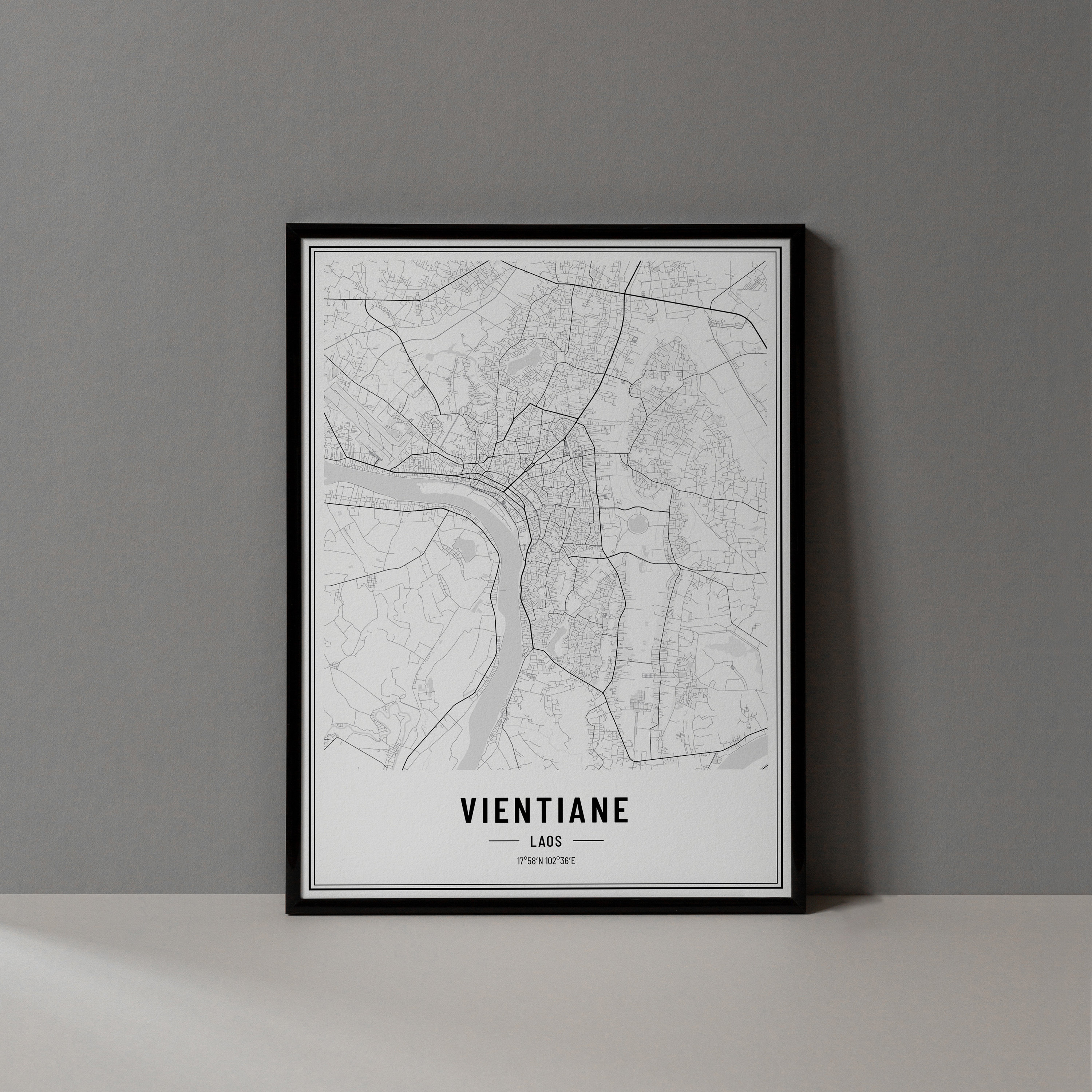 Vientiane Laos Map Digital Print, Vientiane Laos Map Poster, Vientiane ...