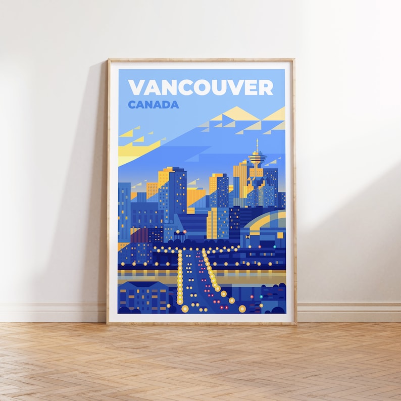 Vancouver Travel Poster, Vancouver Canada Poster Digital Download Art ...