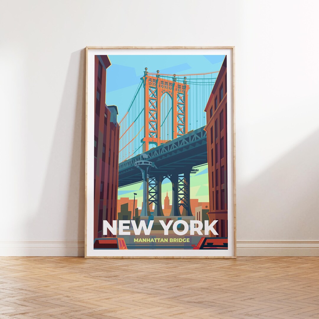 Manhattan Bridge New York Travel Poster, New York Poster Print, New ...