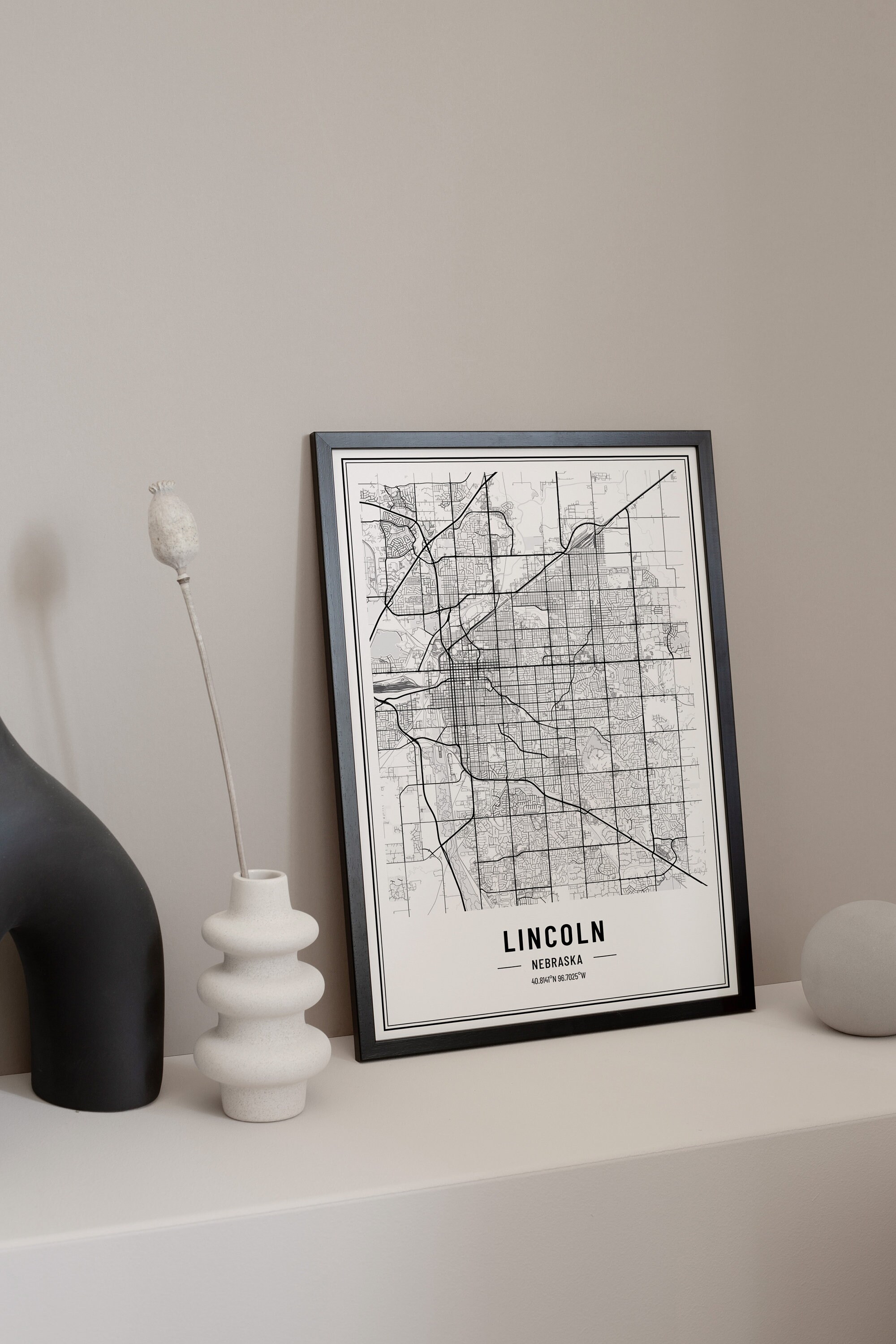 Lincoln Nebraska Map Digital Print,lincoln Nebraska Map Poster, Lincoln ...