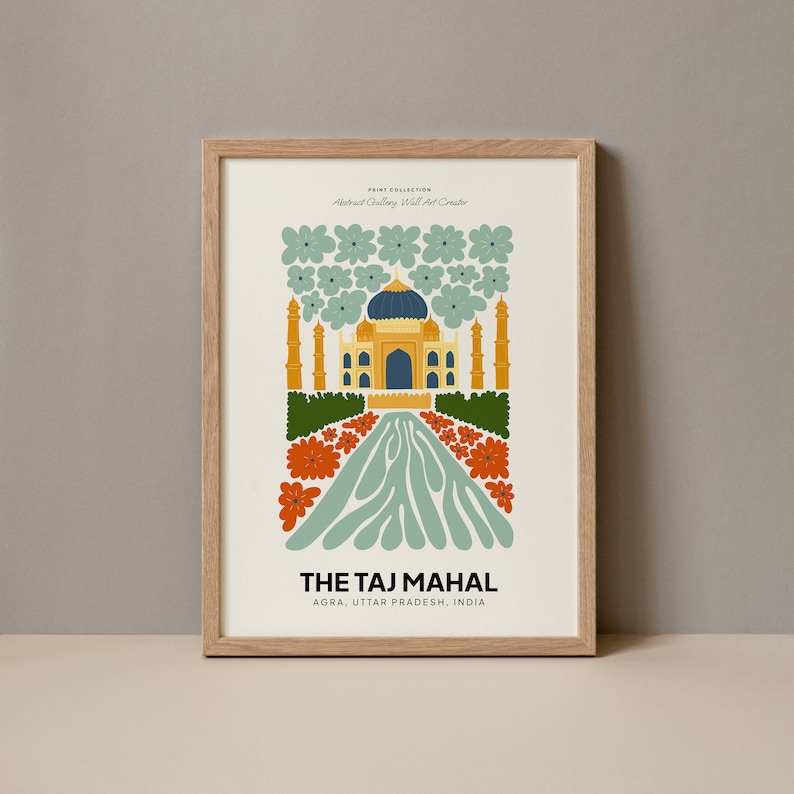The Taj Mahal Agra India Poster, the Taj Mahal Print, the Taj Mahal ...