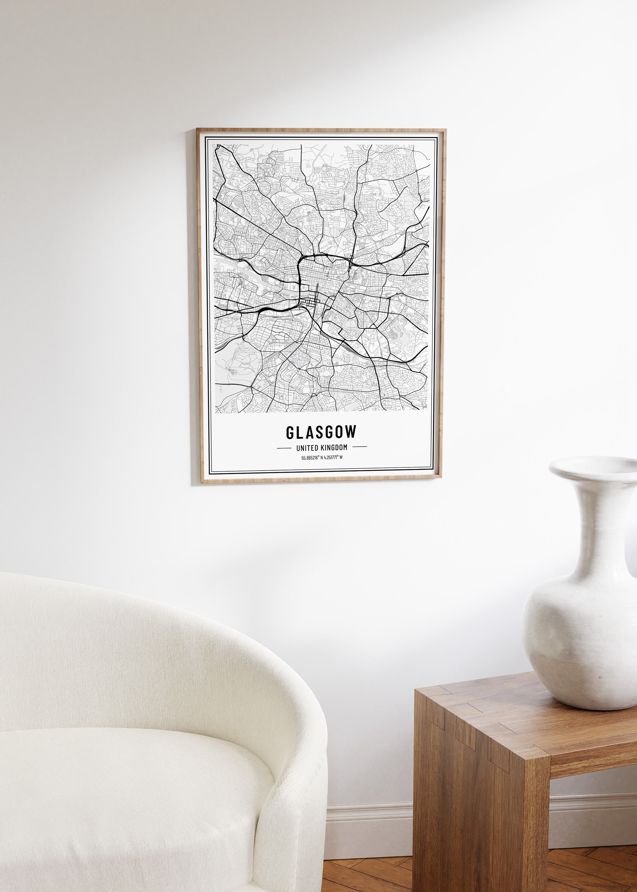 Glasgow UK Map Digital Print, Glasgow Map Poster, Glasgow Map Wall Art ...