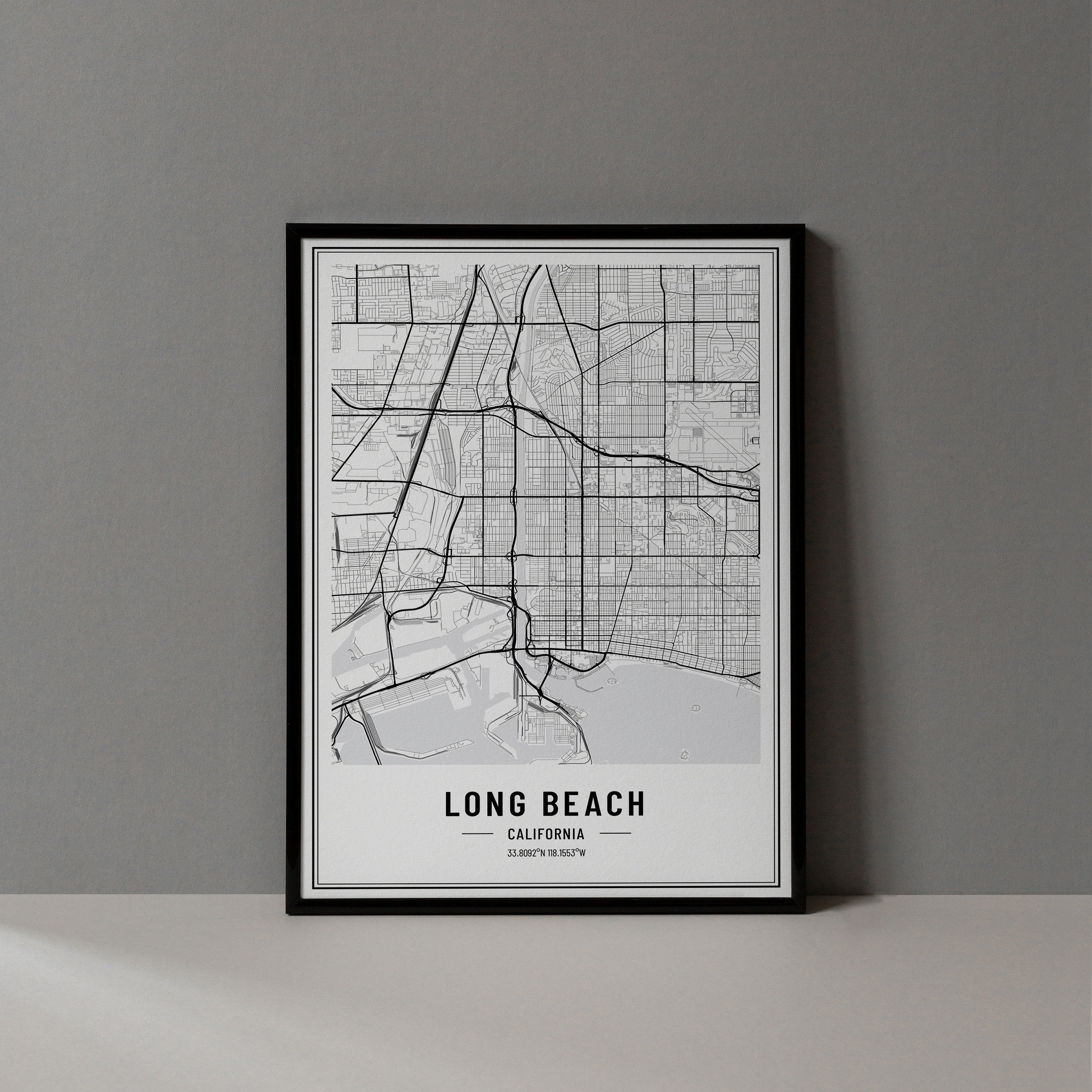 Long Beach California Map Digital Print, Long Beach CA Map Poster, Long ...