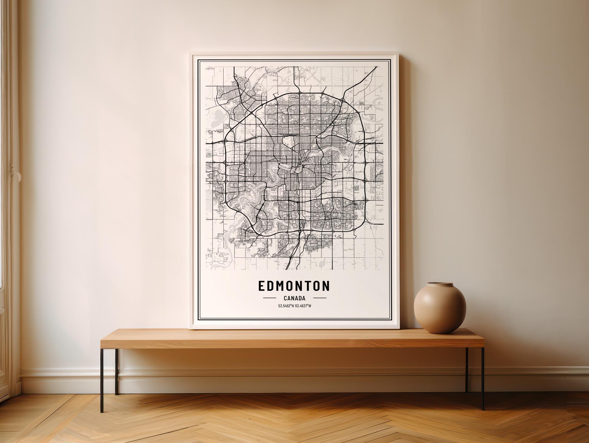 Edmonton Canada Map Digital Print, Edmonton Map Poster, Edmonton Wall ...