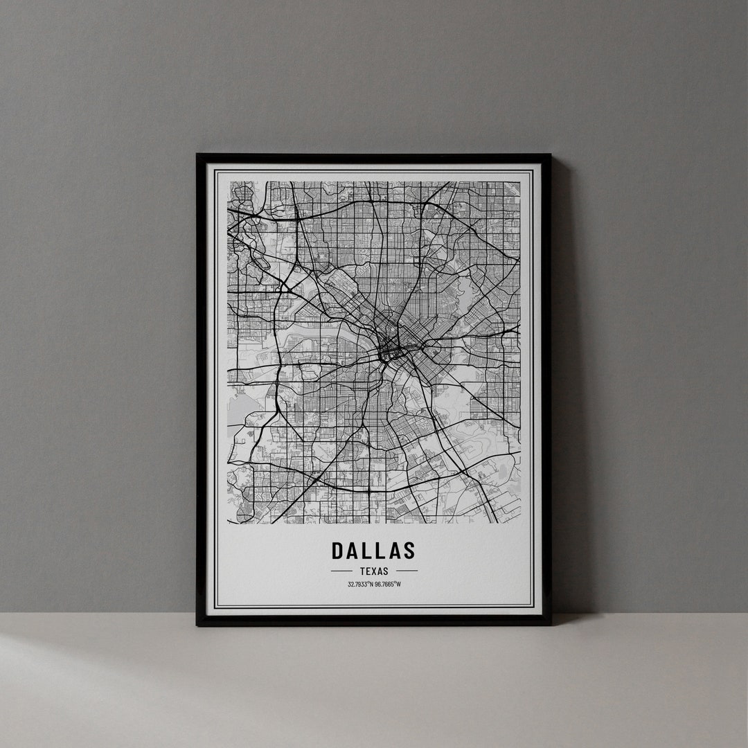 Dallas Texas Map Digital Print, Dallas Texas Map Poster, Dallas Texas ...