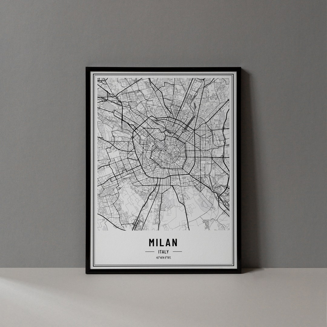 Milan Italy Map Digital Print, Milan Italy Map Poster, Milan Italy Map ...
