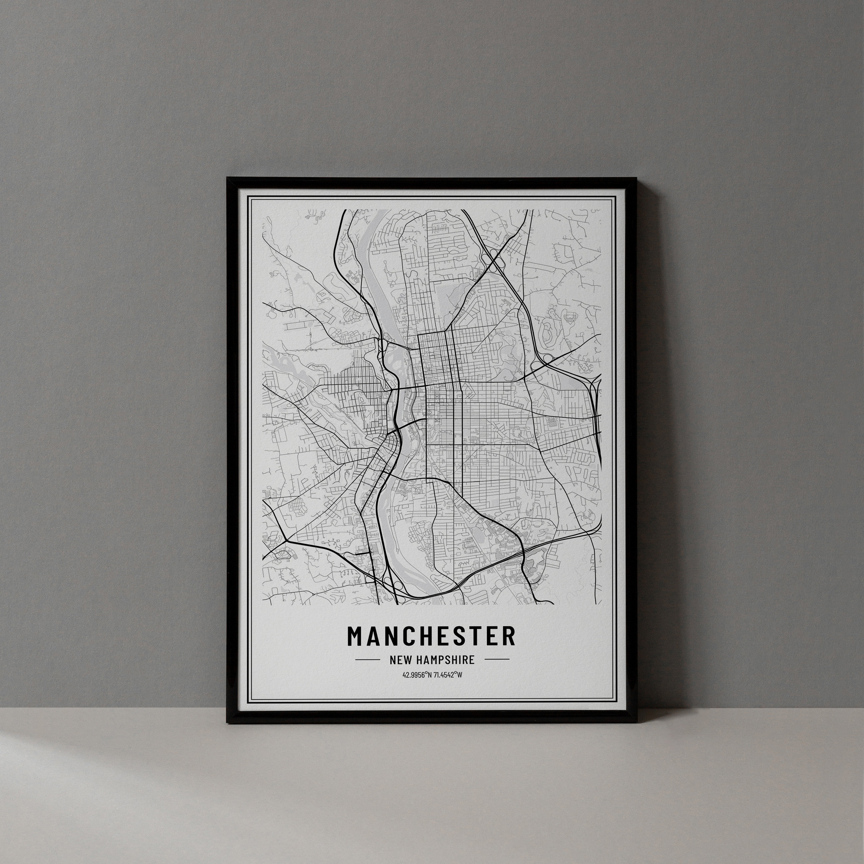 Manchester New Hampshire Map Digital Print, Manchester NH Map Poster ...