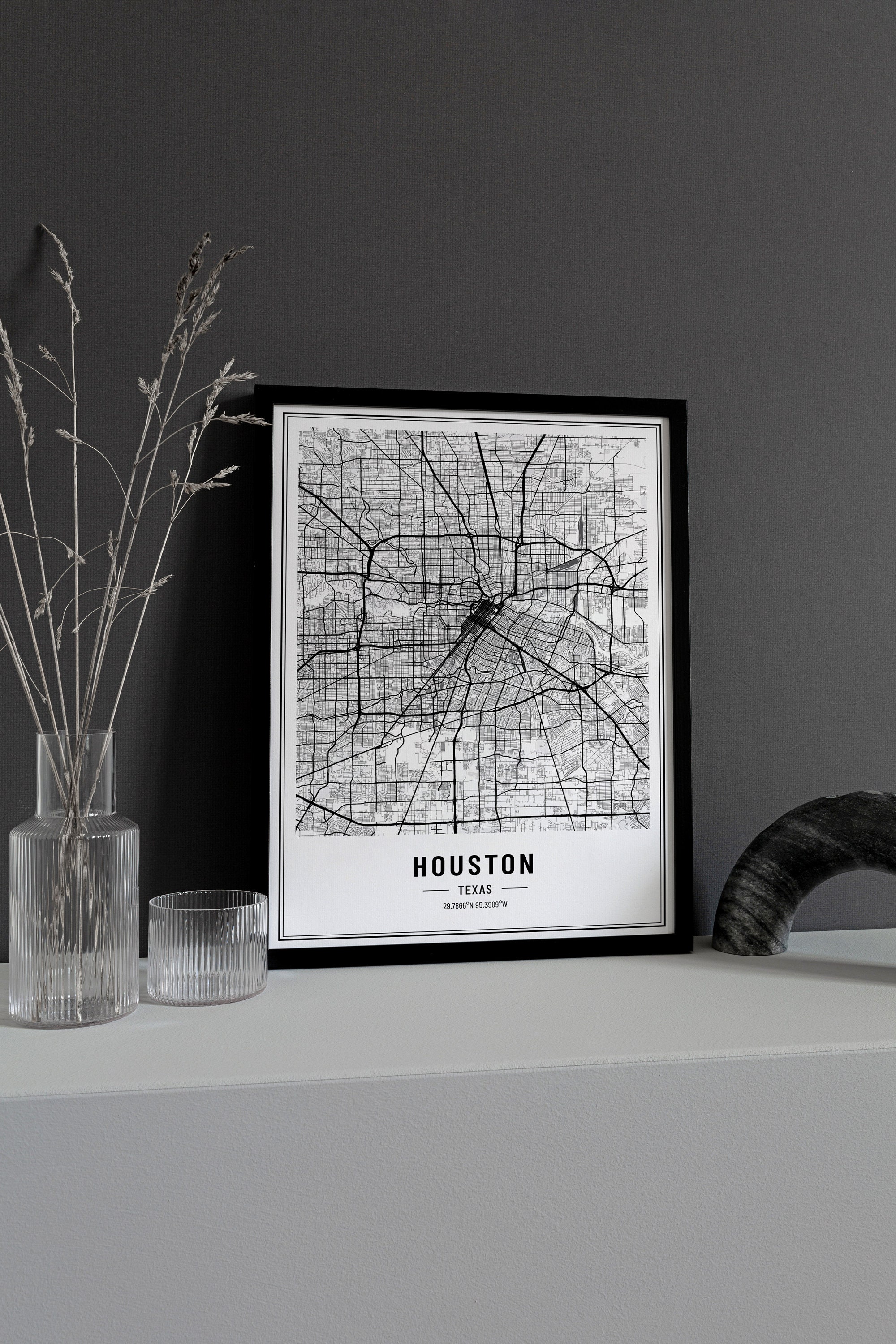 Houston Texas Map Digital Print, Houston Texas Map Poster, Houston ...