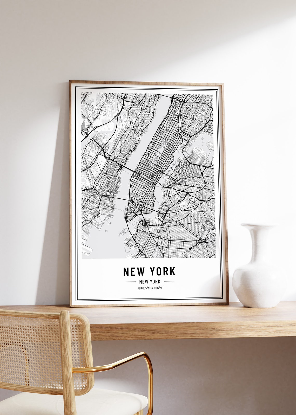 New York Map Digital Print, New York Map Poster, New York NY Wall Art ...