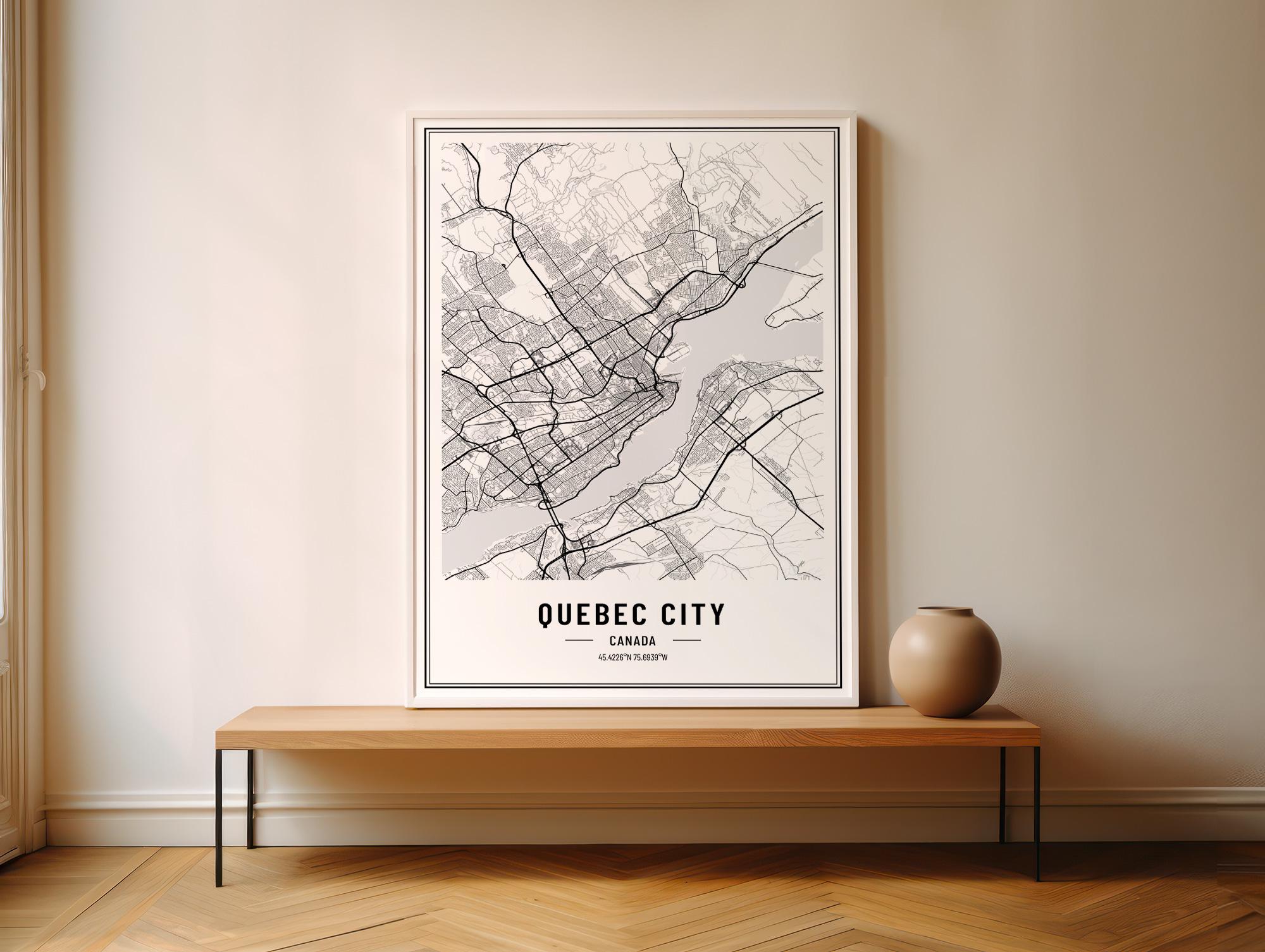 Quebec City Canada Map Digital Print, Quebec City Canada Map Poster ...
