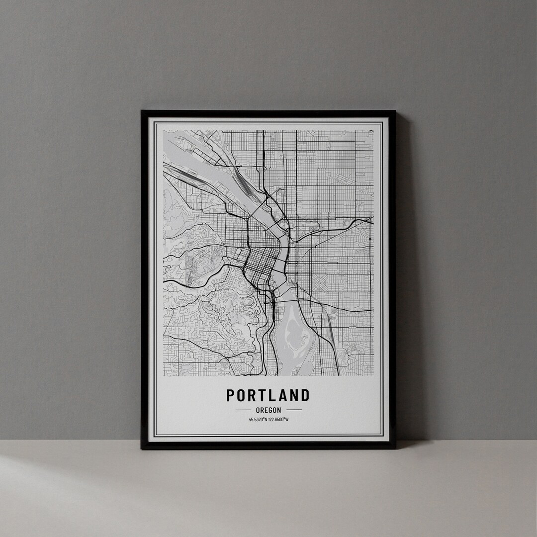 Portland Oregon Map Digital Print, Portland Map Poster, Portland Oregon ...