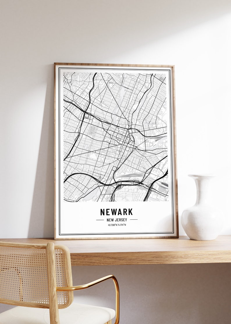 Newark New Jersey Map Digital Print, Newark NJ Map Poster, Newark New ...