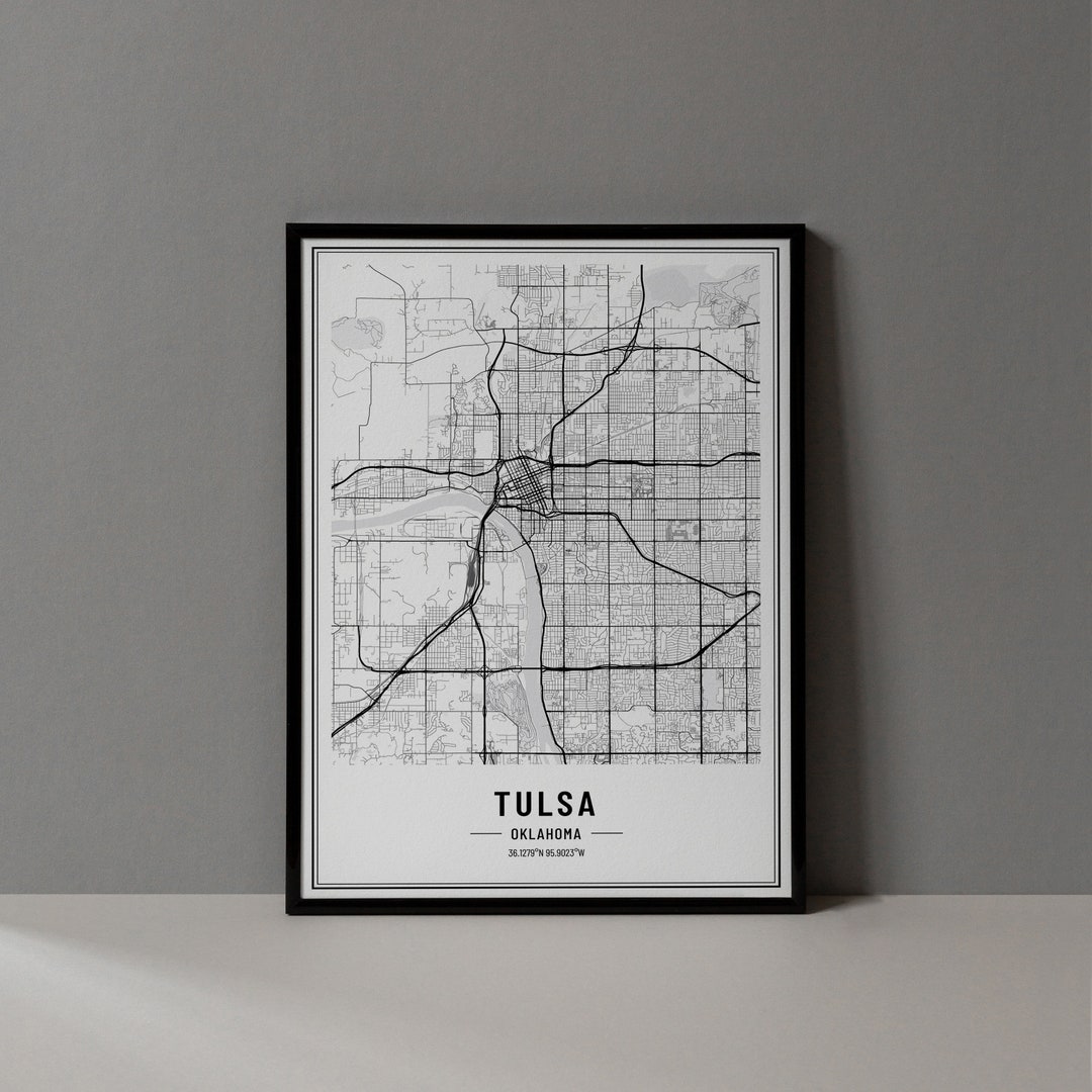 Tulsa Oklahoma Map Digital Print, Tulsa Oklahoma Map Poster, Tulsa OK ...