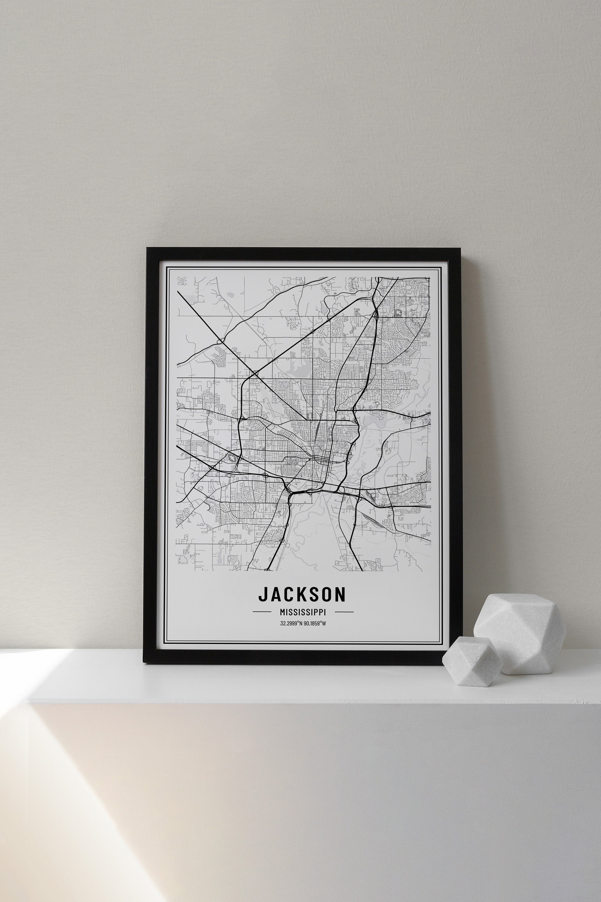 Jackson Mississippi Map Digital Print, Jackson Mississippi Map Poster ...