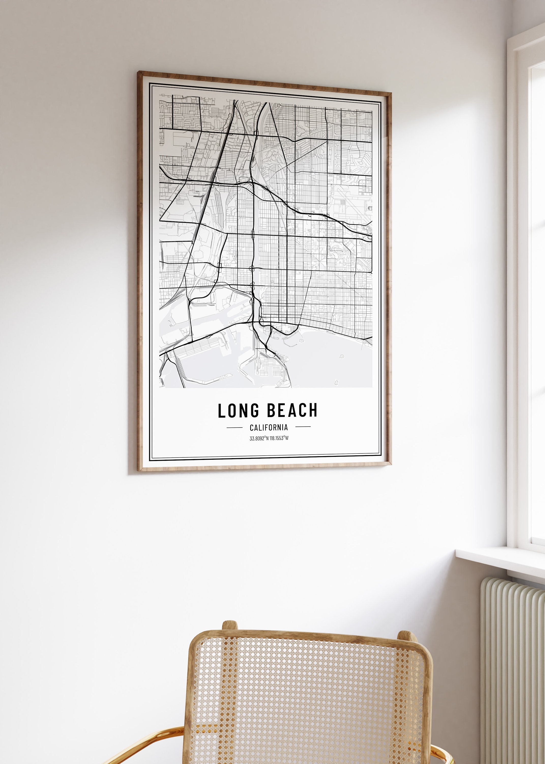 Long Beach California Map Digital Print, Long Beach CA Map Poster, Long ...