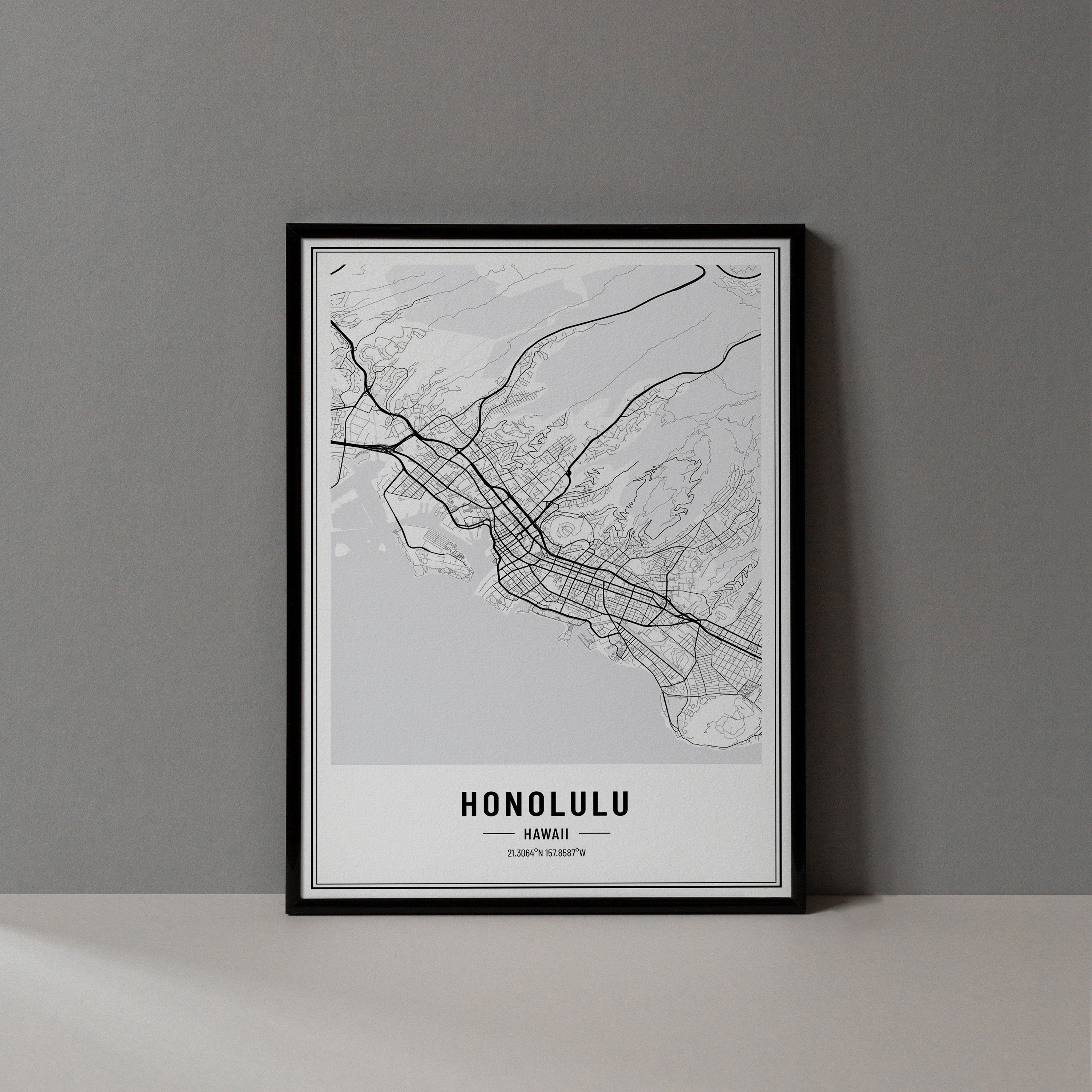 Honolulu Hawaii Map Digital Print, Honolulu Hawaii Map Poster, Honolulu ...