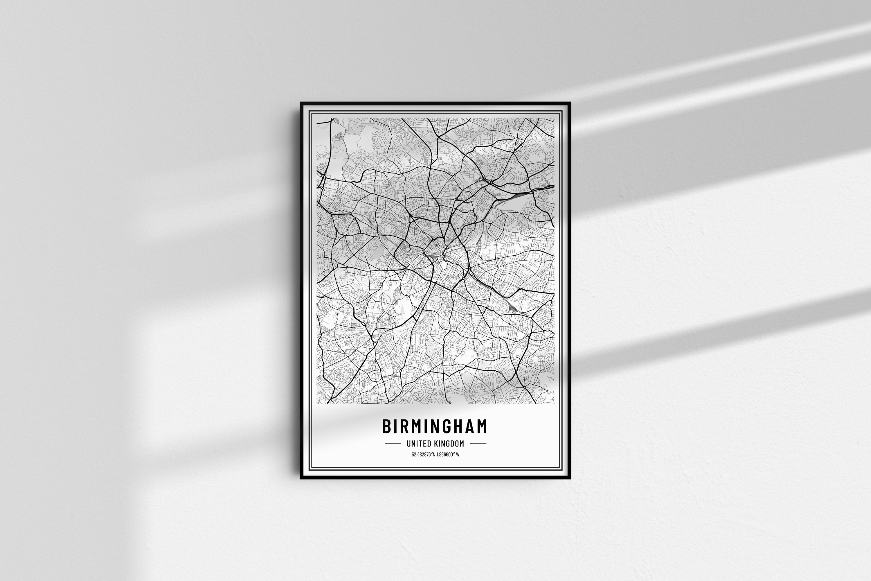 Birmingham UK Map Digital Print, Birmingham Map Poster, Birmingham Map ...