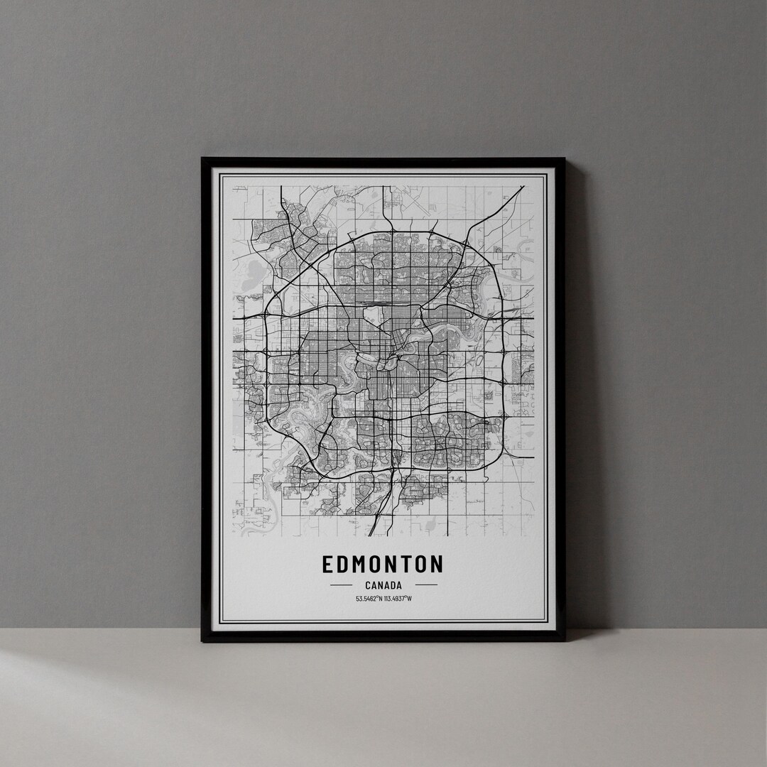 Edmonton Canada Map Digital Print, Edmonton Map Poster, Edmonton Wall ...