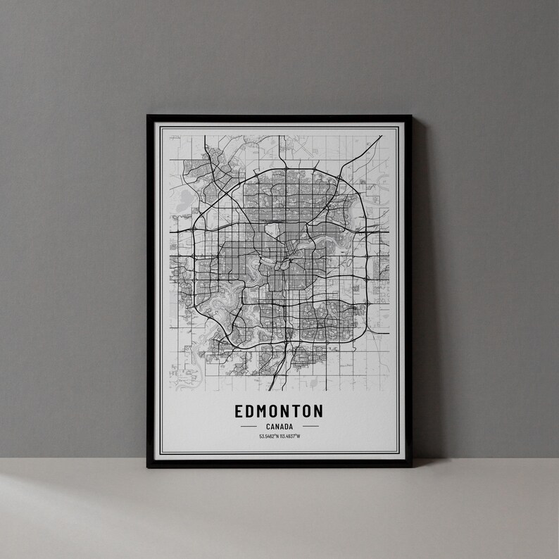 Edmonton Canada Map Digital Print, Edmonton Map Poster, Edmonton Wall ...