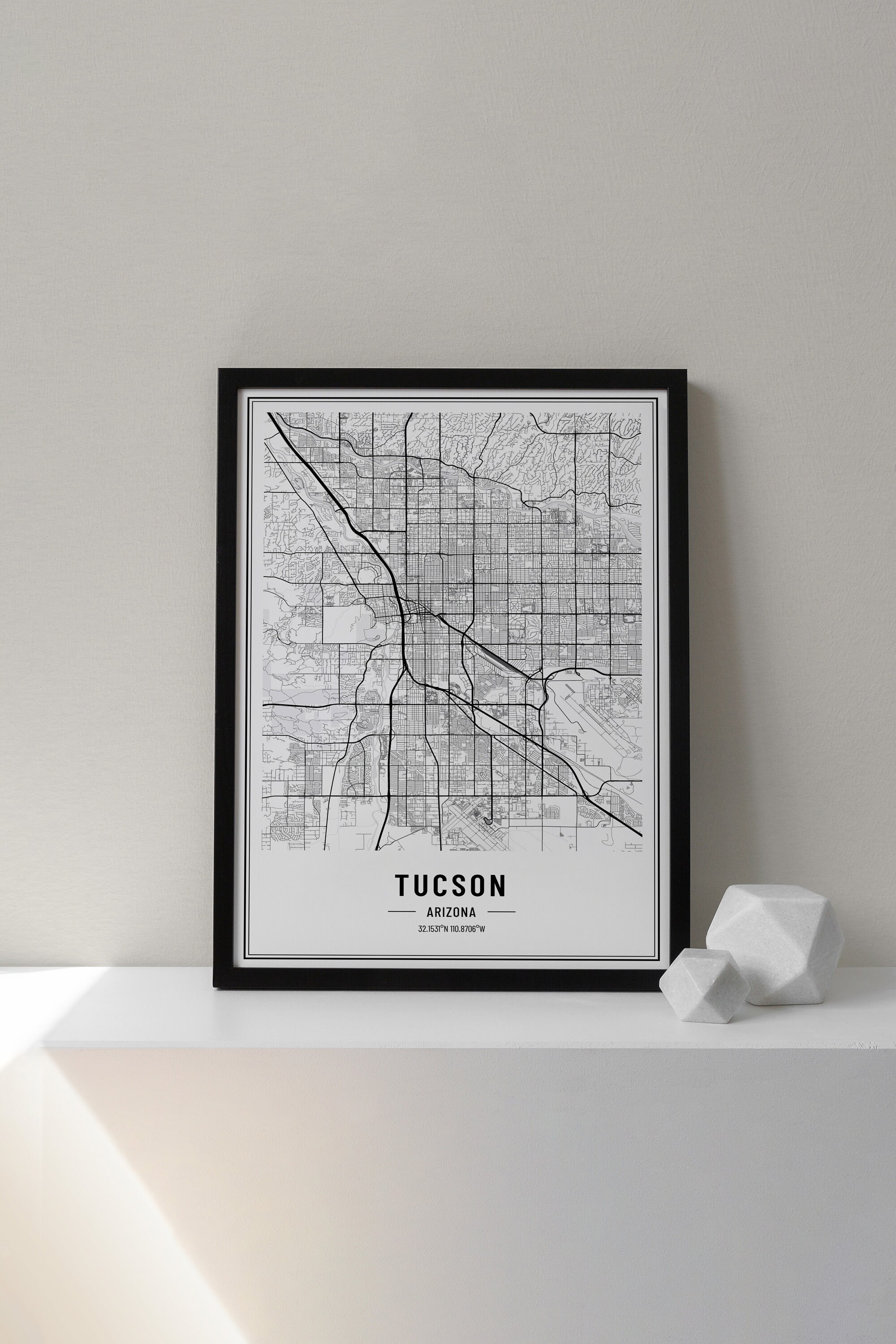 Tucson Arizona Map Digital Print, Tucson Arizona Map Poster, Tucson ...
